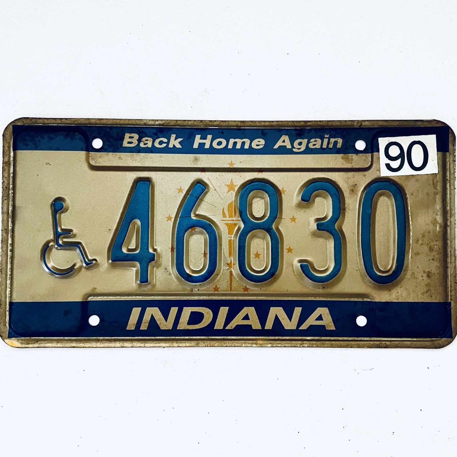1990 United States Indiana Back Home Again Disabled License Plate 46830 ...