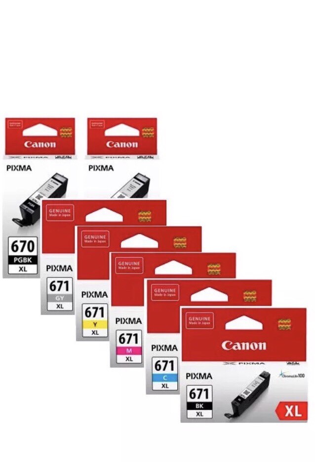 6x Genuine Canon Ink Cartridges PGI-670XL & CLI-671xl Bk+C+M+Y+GY ...