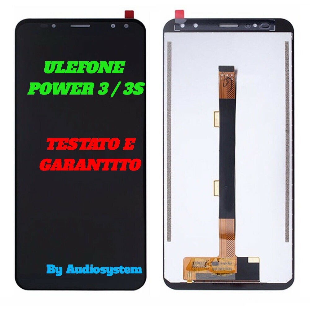 DISPLAY LCD+TOUCH SCREEN per ULEFONE POWER 3 / 3S NERO VETRO SCHERMO ...
