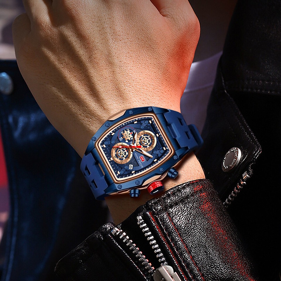 MINI FOCUS Men Rectangle Watches Military Wristwatch Luminous Dial ...