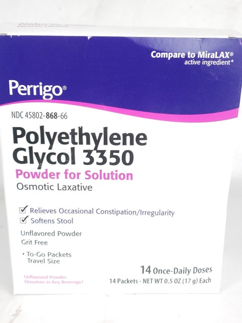 Perrigo Polyethylene Glycol 3350 Powder 17g | 14 Packets for sale ...