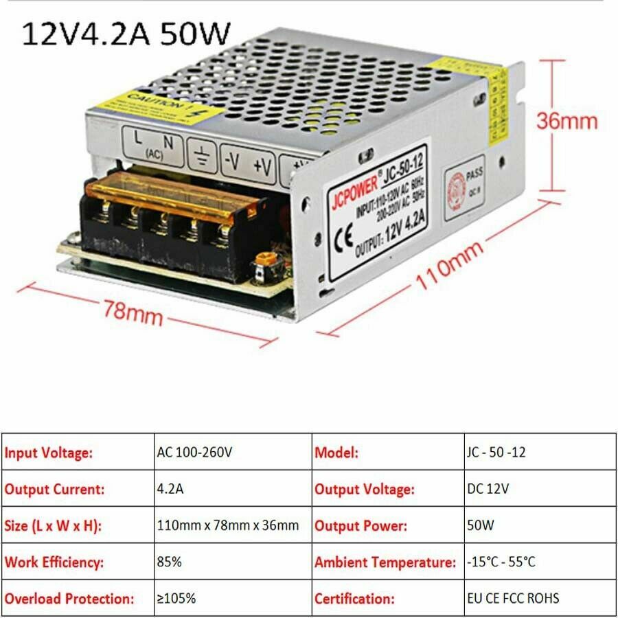 DC3V~48V Regulated Switching Power Supply 10W-1500W PSU For LED display ...