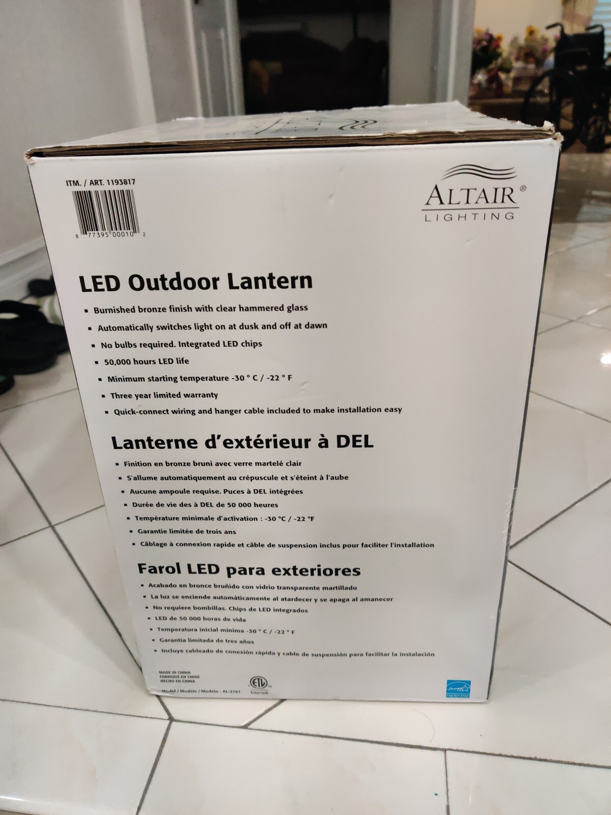 Altair Lighting AL-2167 LED Wall Lantern. BRAND NEW IN BOX 877395000102 ...