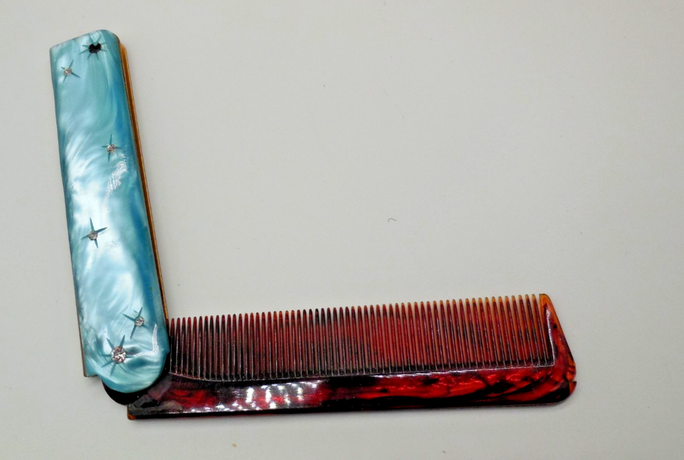 Vintage 1950's Mid Century RhinestoneFolding Comb Case & Comb | eBay