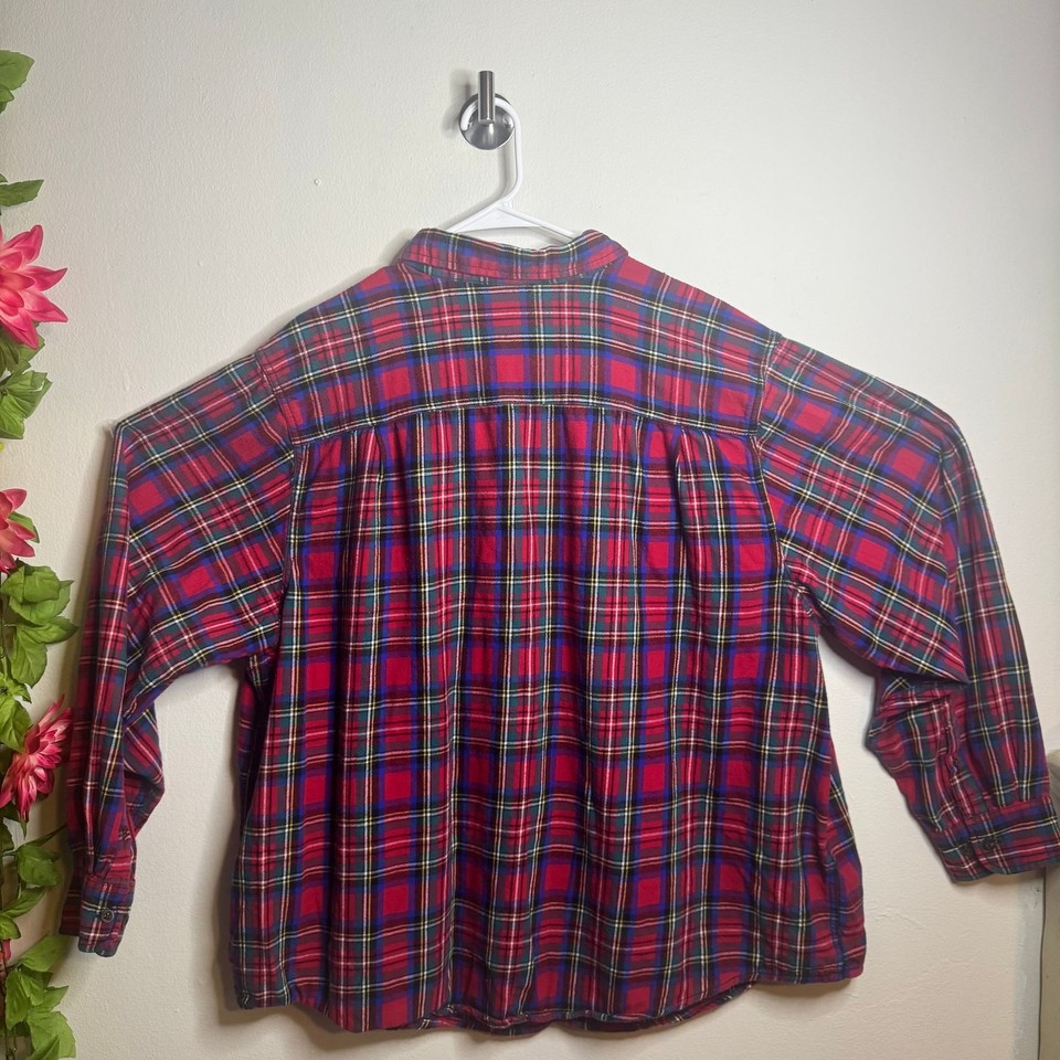 Faded Glory Men's Red Plaid Long Sleeve Button-Down Flannel Shirt | eBay UK