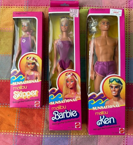 Sunsational Malibu Barbie, Ken and Skipper 1981 NRFB | eBay