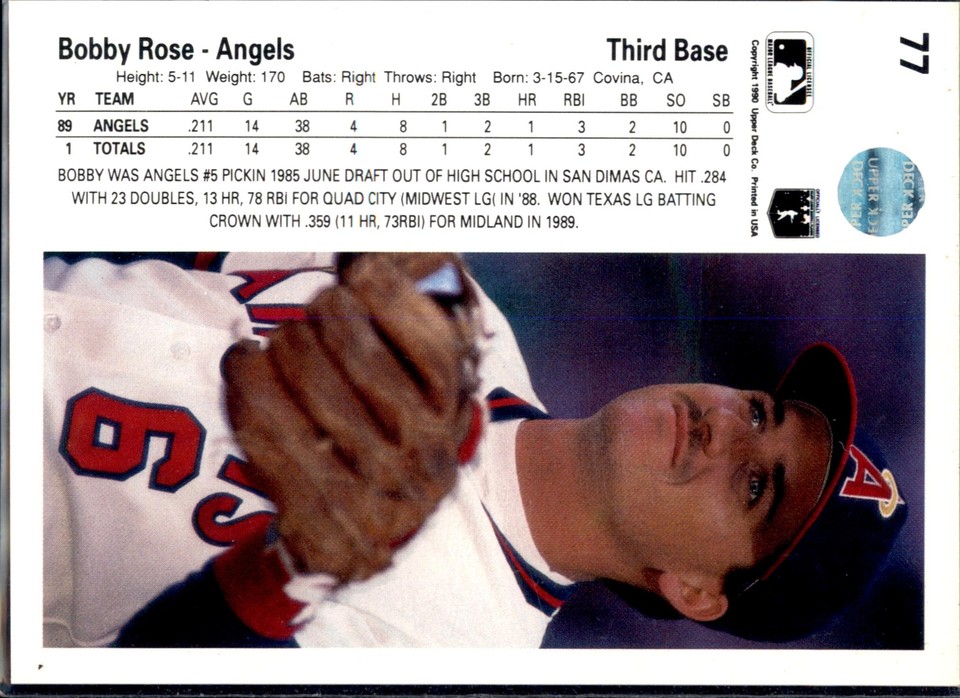 Bobby Rose #77 1990 Upper Deck | eBay