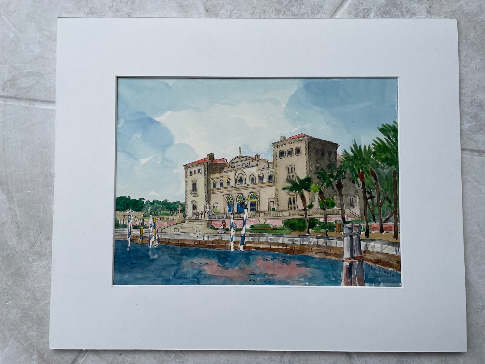 Miami, FL ViZCAYA / 9" x 12" / original watercolor / matted /Mimi Davis ...