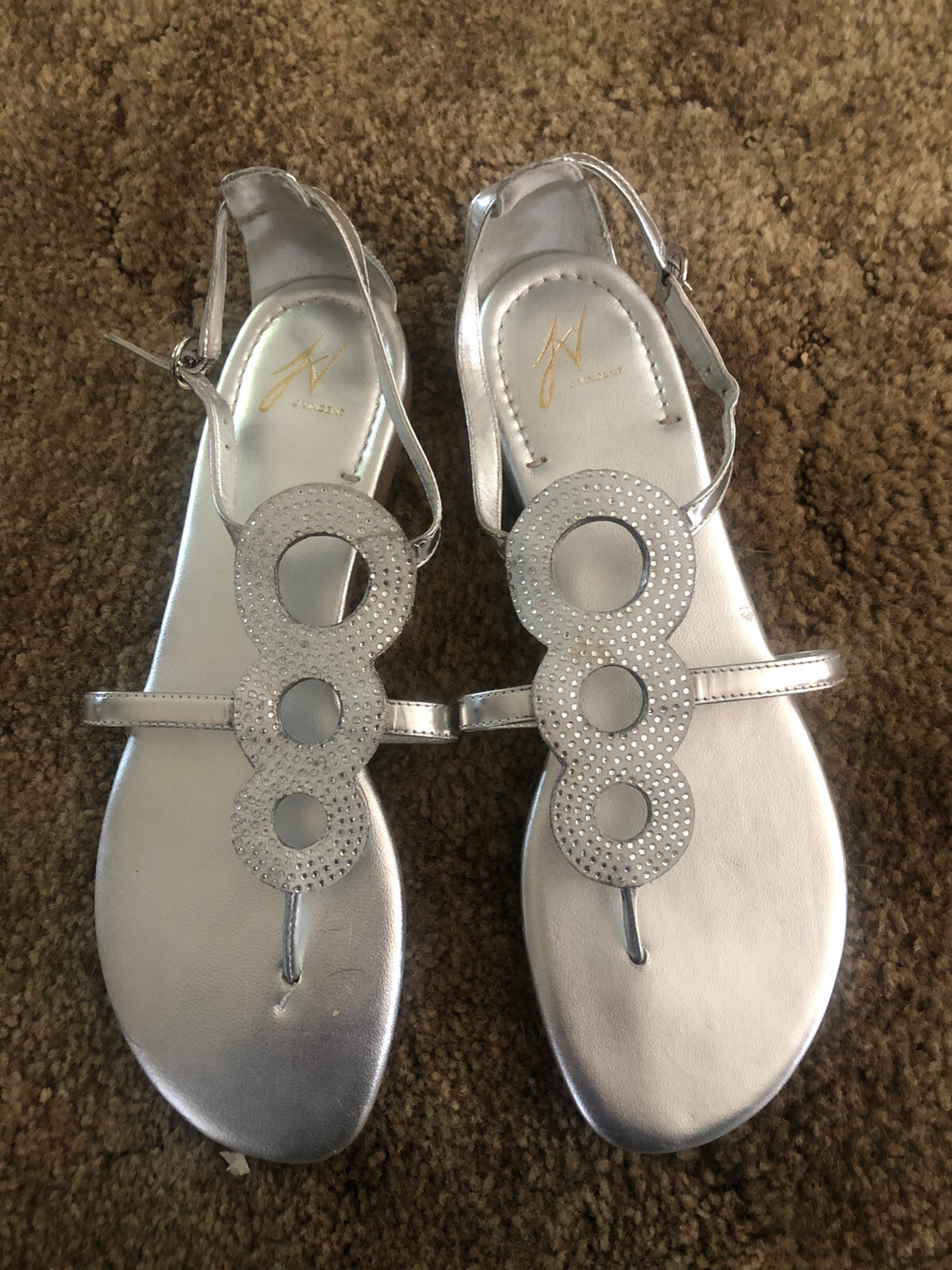 Vince "Palmera" Silver Gladiator Flat Sandals Size 10 - Gem