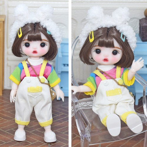 1/8 Mini BJD Doll with Clothes Outfits Brown Hair Black Eyes Kids ...