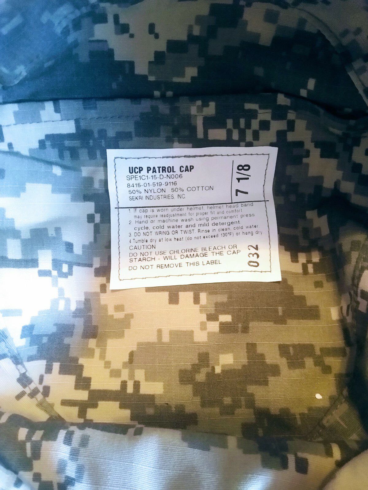 🔥 US Army Military ACU UCP Patrol Cap Hat Combat Genuine Sz 6.5 or 52cm ...