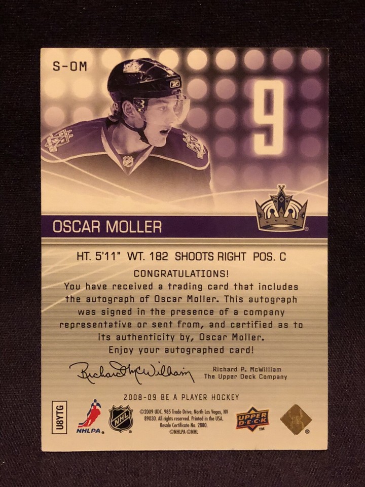 OSCAR MOLLER 2008-09 Upper Deck Be a Player Signatures Auto Autograph # ...
