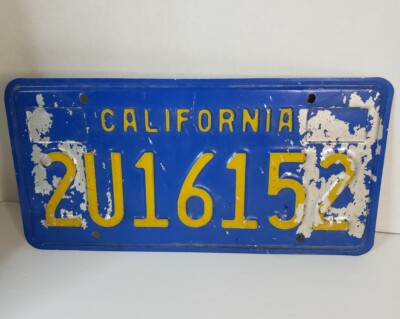 Vintage California CA License Plate Tag Blue 2U16152 | eBay