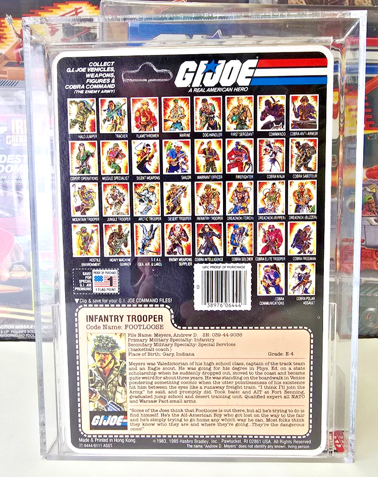 1985 AFA 85 FOOTLOOSE GI Joe 85/85/90 34 Back 🍑PEACH Card🍑 Unpunched ...