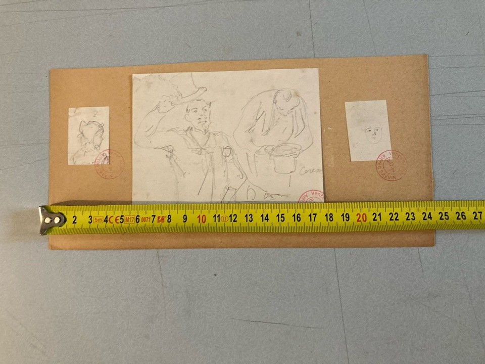 Beautiful Original Drawing Alfred Grevin 1850 Portrait Pencil Paper Hat ...