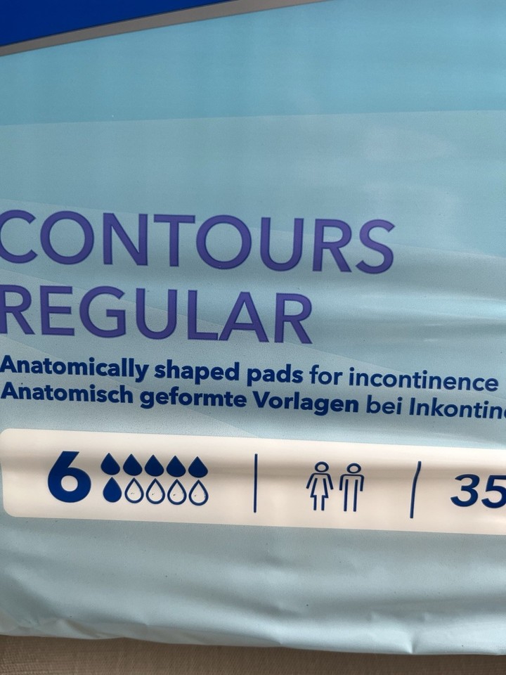 Attends Contour Regular 6 Heavy Absorbency Incontinence Pads, Unisex ...