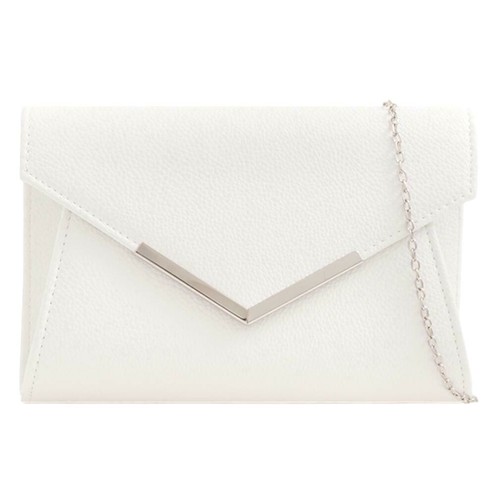 White Clutch Bag Ladies Faux Leather Evening Shoulder Bag Prom Wedding ...