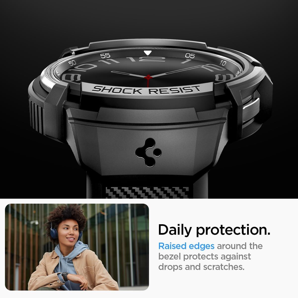 For Galaxy Watch 6 44mm Classic 47 43mm Case SPIGEN Rugged Armor Pro ...