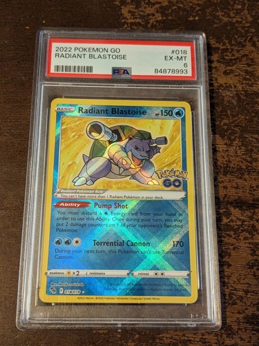 2022 Pokemon Go Radiant Blastoise 018/078 Pokémon Go Shiny Holo PSA 6 ...