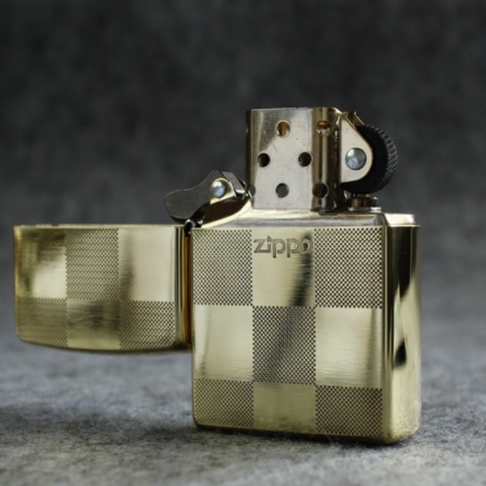 Zippo lighter 204B Solid Brass Custom Design/ Fantasy Grid Pattern New ...