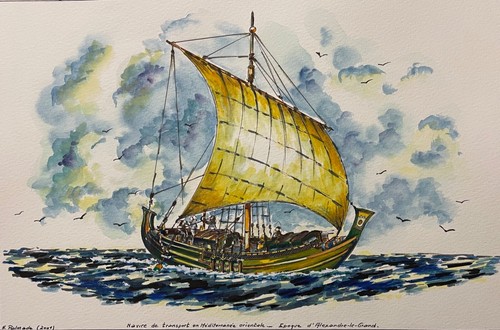 Merchant Ship Circa -300 BC Watercolor By N Palmade 2001 Marine | eBay