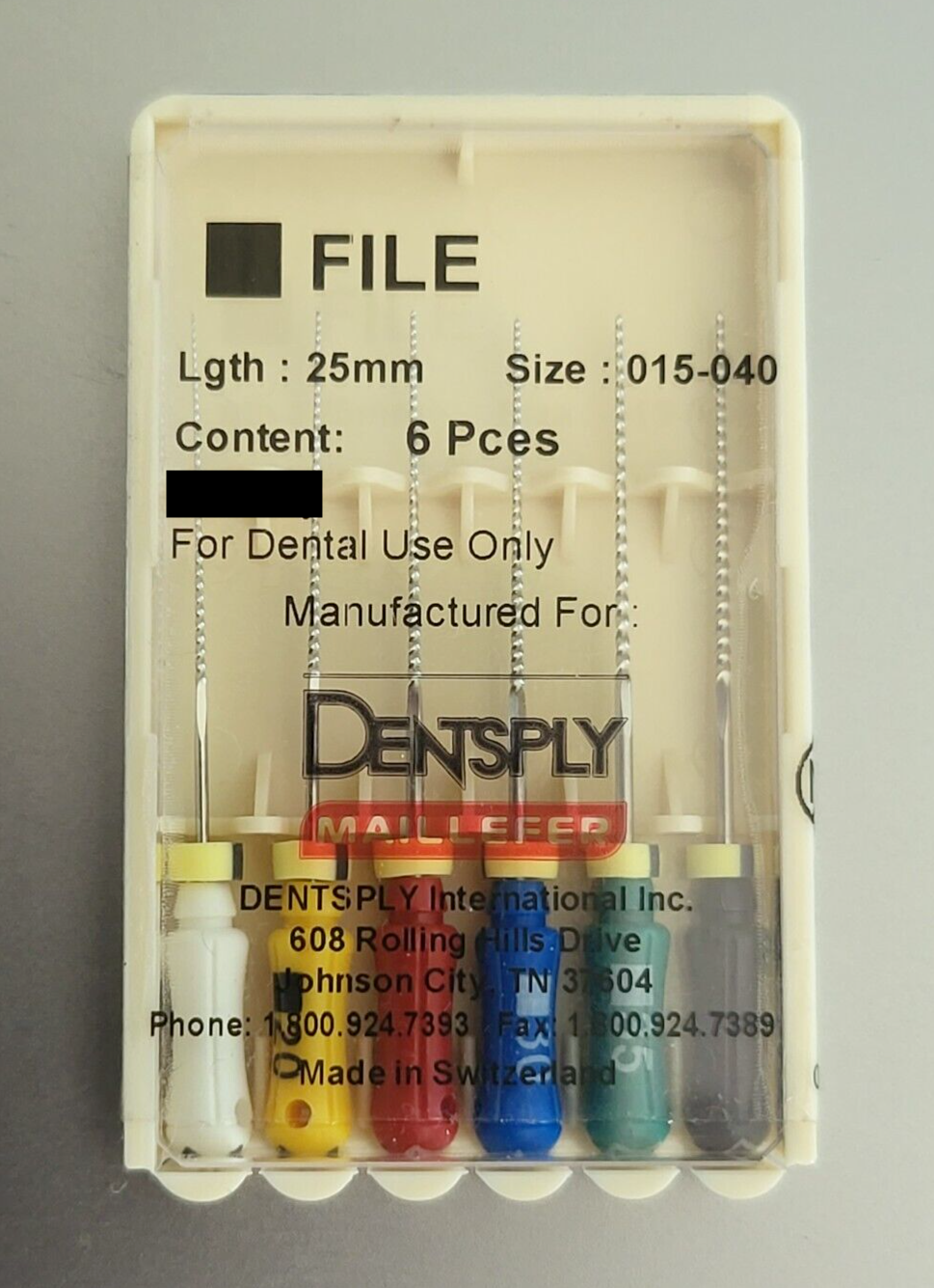 Dentsply Maillefer Endodontic K-Files Stainless Steel 25mm #015-040 6 ...