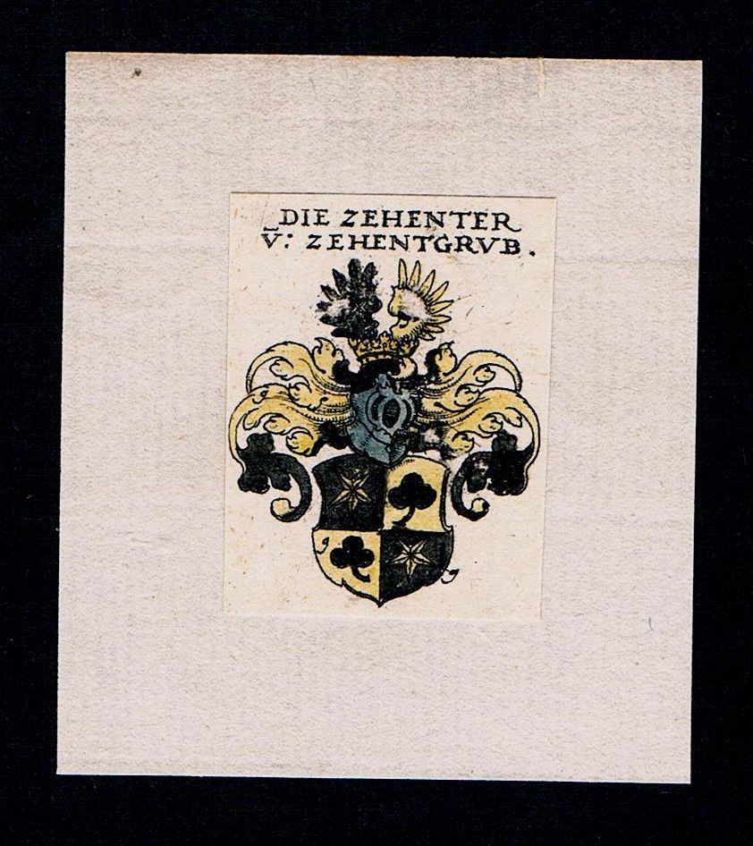 17th Century - Zehentner Zehentgrub Coat of Arms Heraldry Copper ...