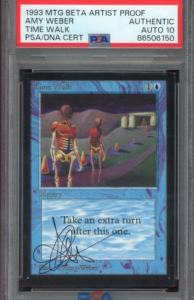 1/1 PSA AUTO 10 Beta Time Walk MTG Artist Proof w/Painted Art by Amy ...