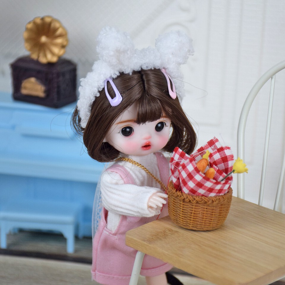 Full Set 1/12 BJD Doll Mini Cute Girl + Eyes + Wigs + Shoes + Clothes ...
