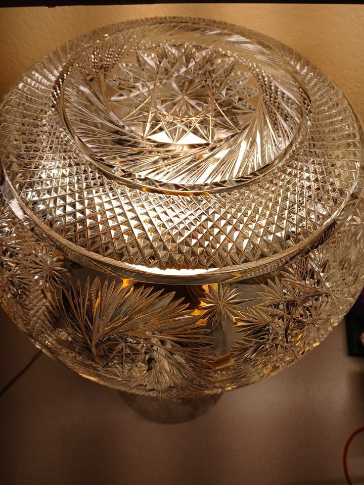 LARGE YASEMIN CUT CRYSTAL MUSHROOM TABLE LAMP 25 1/2" BEAUTIFUL | eBay