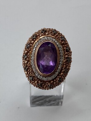 Dallas Prince Designs 5.06 carat Amethyst and Diamond Rose Vermeil Ring ...