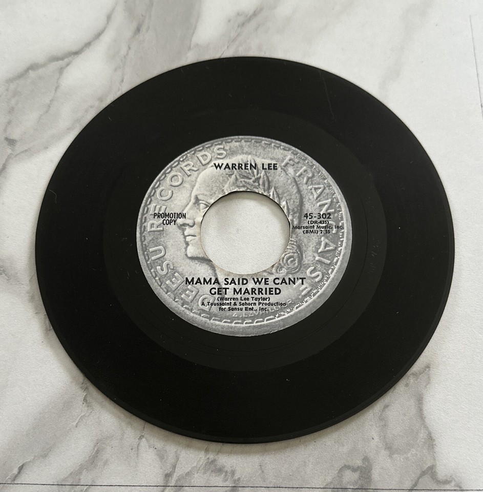 Warren Lee ~ A Lady ~ Mama Said We Can't Get Married Funk Soul 7” Vinyl ...