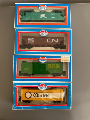 Vintage Lot of 4 Model Power Train Freight Car Hopper Wooden Box Car ...