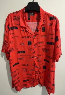 Red Short Sleeve Button-Up Shirt Versatile Cool Stylish Classic Casual ...