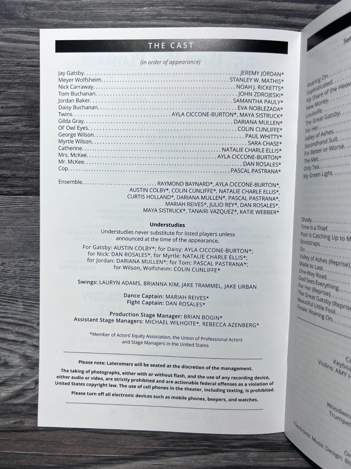 THE GREAT GATSBY, PROGRAM, OCT 12 - NO 12 2023, PAPER MILL PLAYHOUSE | eBay