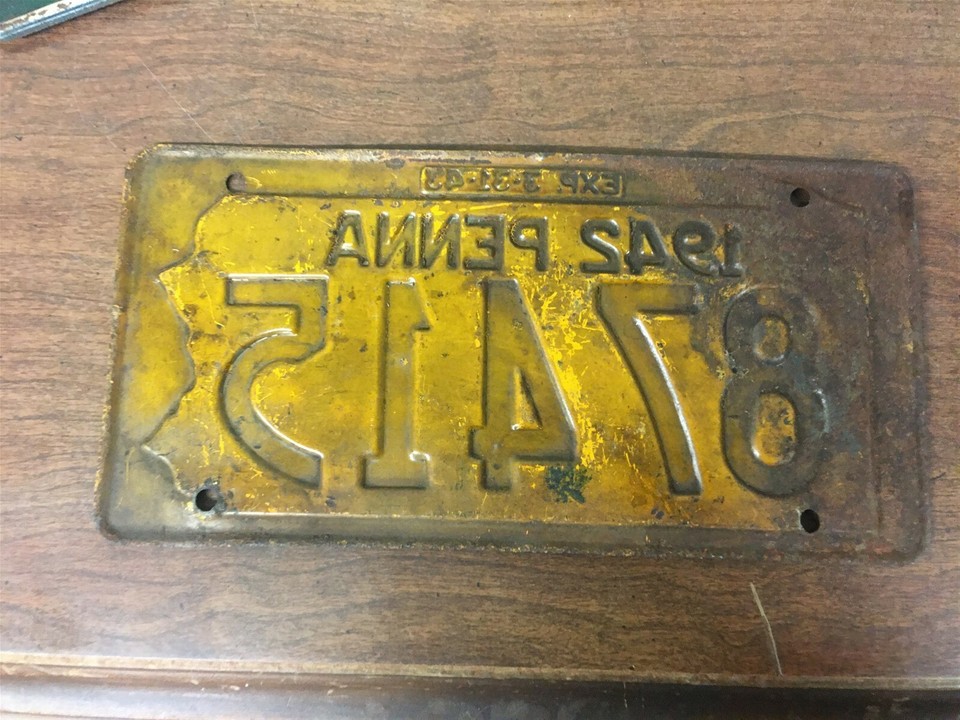1942 Pennsylvania Automobile Car License Plate 87415 WWII Era | eBay