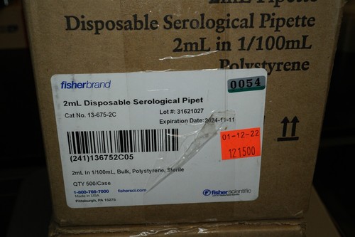 FisherBrand 13-675-2C 2 mL Sterile Polystyrene Disposable Serological ...