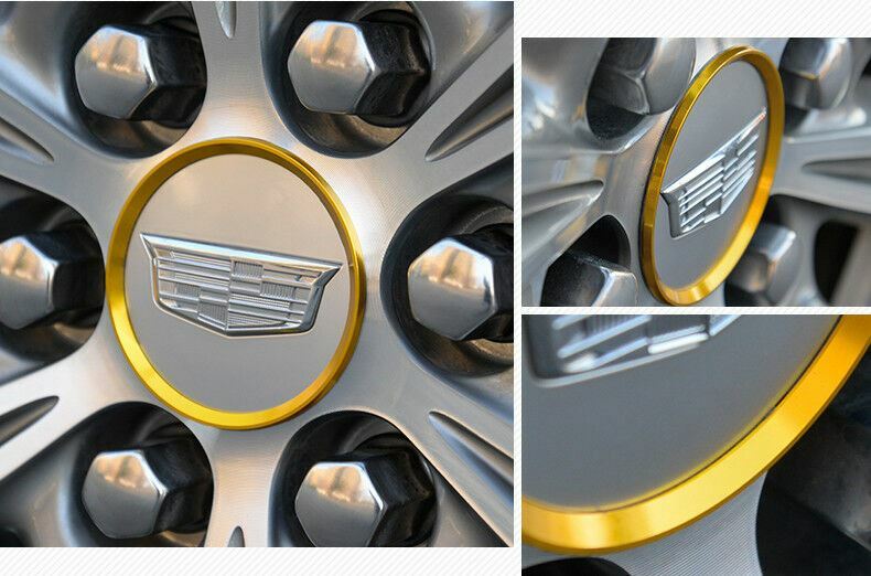 4PCS Gold Car Wheel Rim Center Hub Cap Decoration Logo Ring Covers for ...