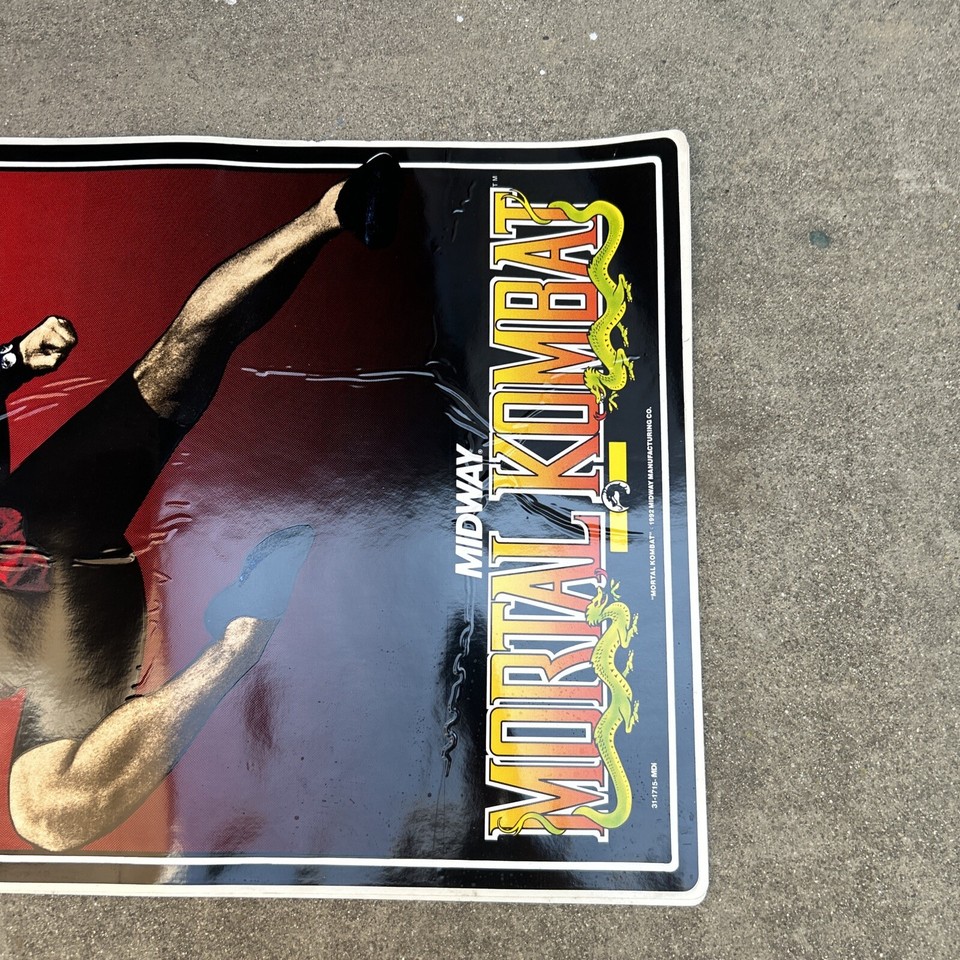 1 Old Giant Mortal Kombat Cabinet Sticker Original factory Arcade video ...