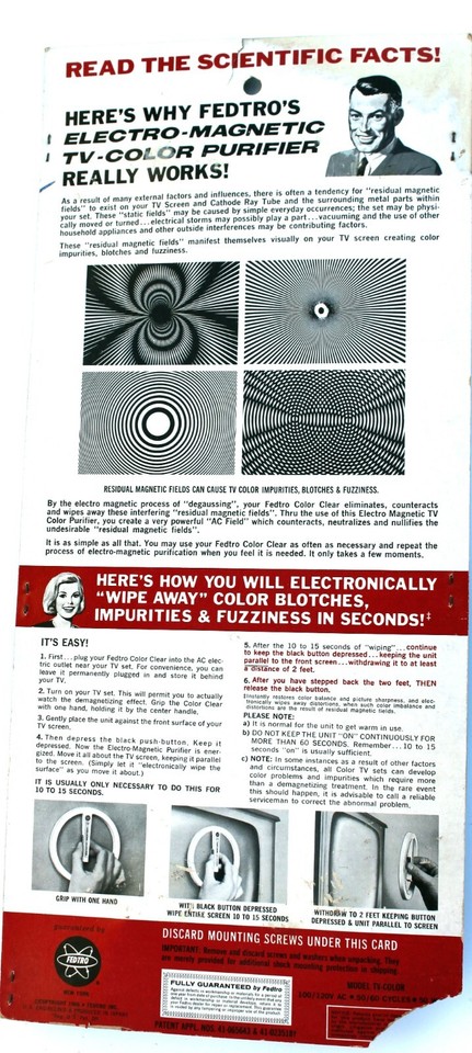 Vintage collectable Fedtro Electro - Magnetic TV color purifier 1966 | eBay