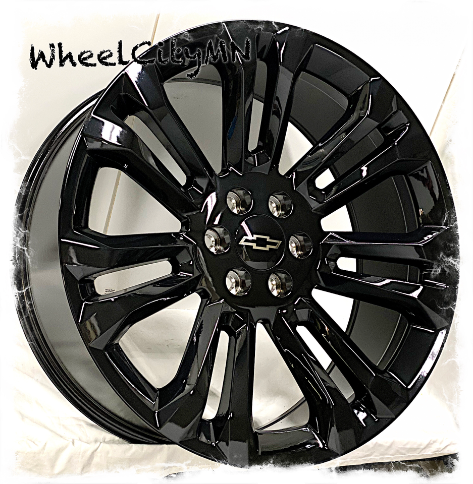 24" gloss black OE 84346100 replica SES wheels fits 2022 Chevy ...