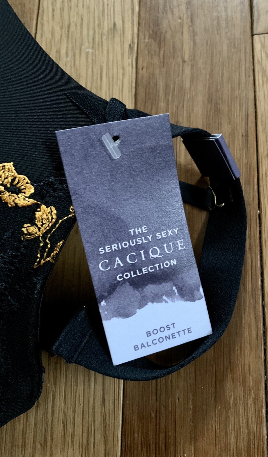 Plus Size 46D Cacique Boost Balconette Bra Seriously Sexy Black Gold ...