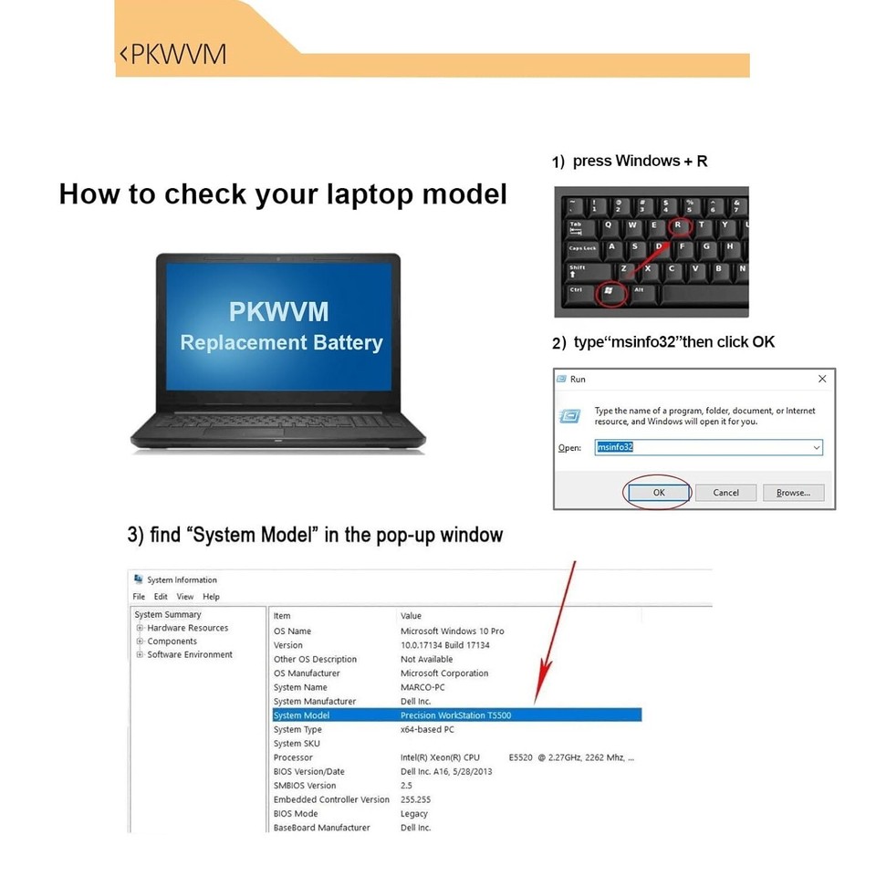 PKWVM BATTERY FOR DELL Precision 7550 7560 7750 7760 Mobile Workstation ...
