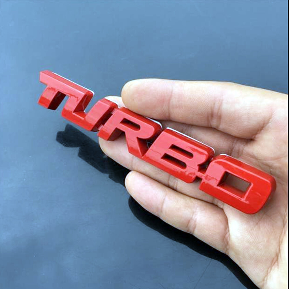 2pcs Red 3D TURBO Logo Car Styling Sticker Metal Emblem Badge Decal ...