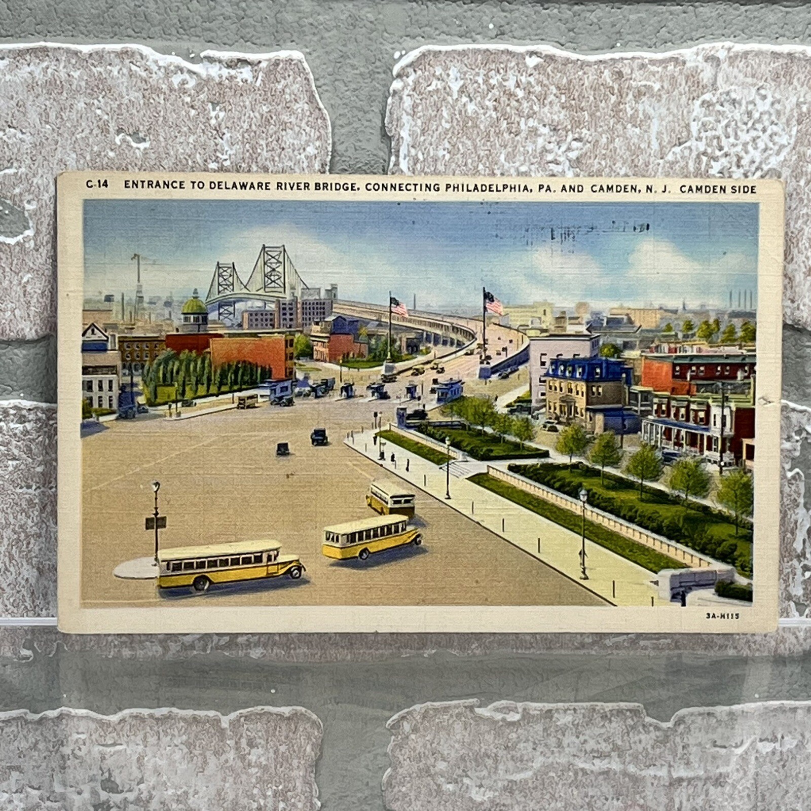 Camden, NJ New Jersey Delaware River Bridge Vintage Postcard Posted ...