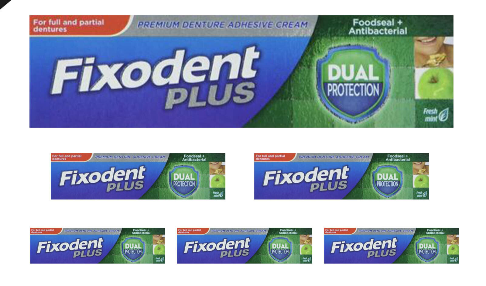 Fixodent Plus Dual Protection Fresh Mint Denture Adhesive Cream Green ...
