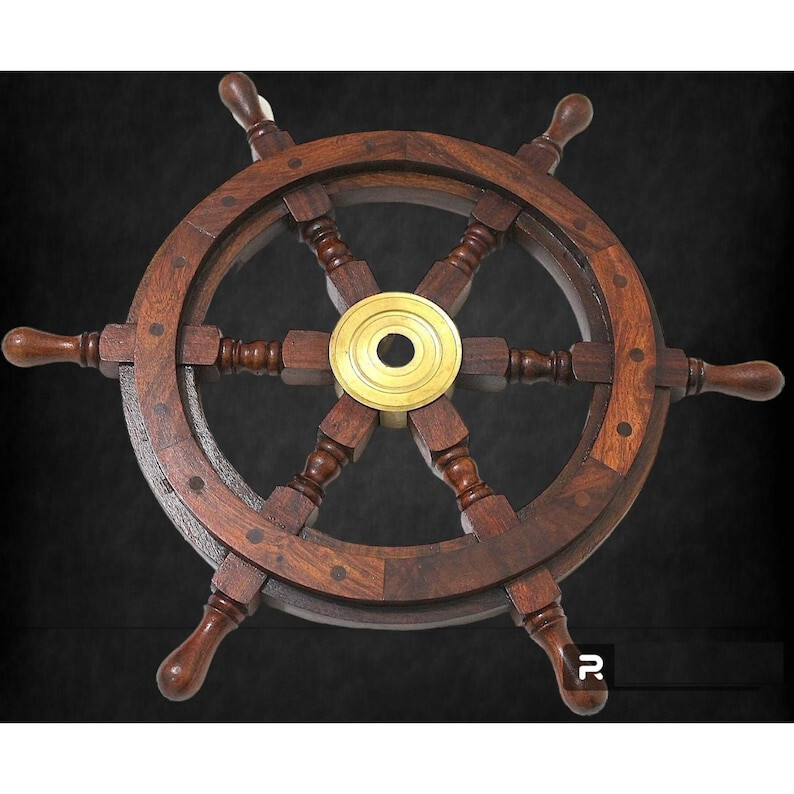 24" Maritime Boat Ships Captains Nautical Beach Ship Wheel Wooden ...