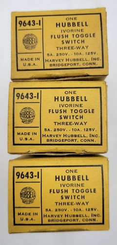 Lot of 3 Hubble Ivorine Flush Toggle Switch Three Way 9643-1 Read | eBay