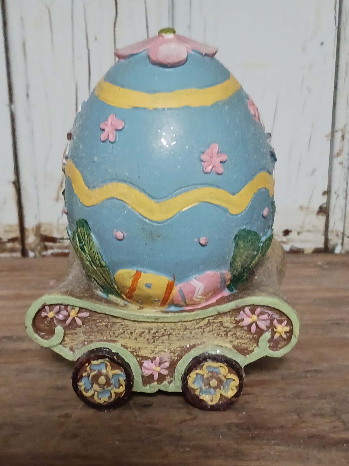 Primitive Antique Style Toy Country Farm Easter Bunnies on Wheels ...