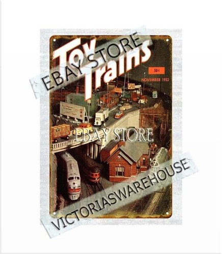 Toy Trains 1953 Model Railroad metal tin sign collectible unframed wall ...